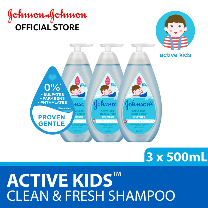 Johnson's Active Kids Clean & Fresh Shampoo 500ml x 3 | Lazada