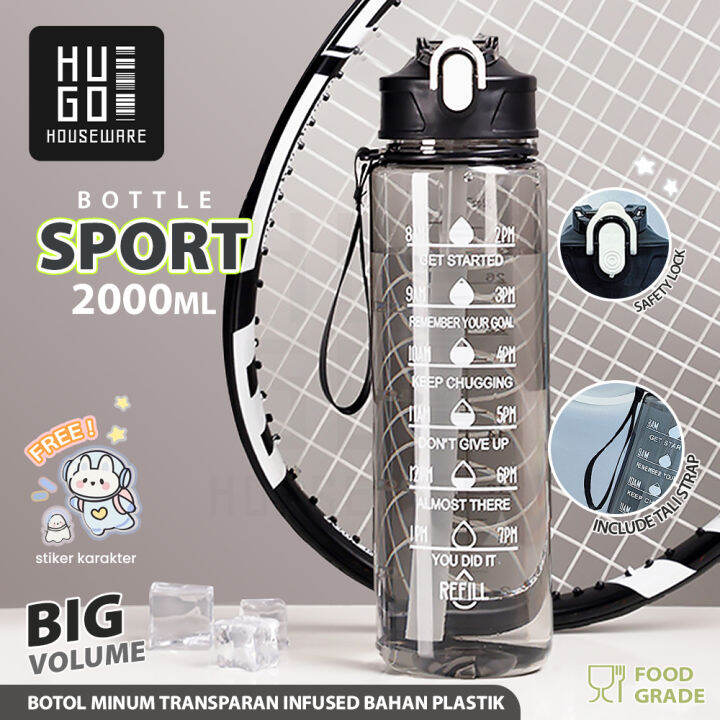 HUGO Botol Minum 1 Liter Bening Botol Air Anak Sedotan Anti Bocor ...