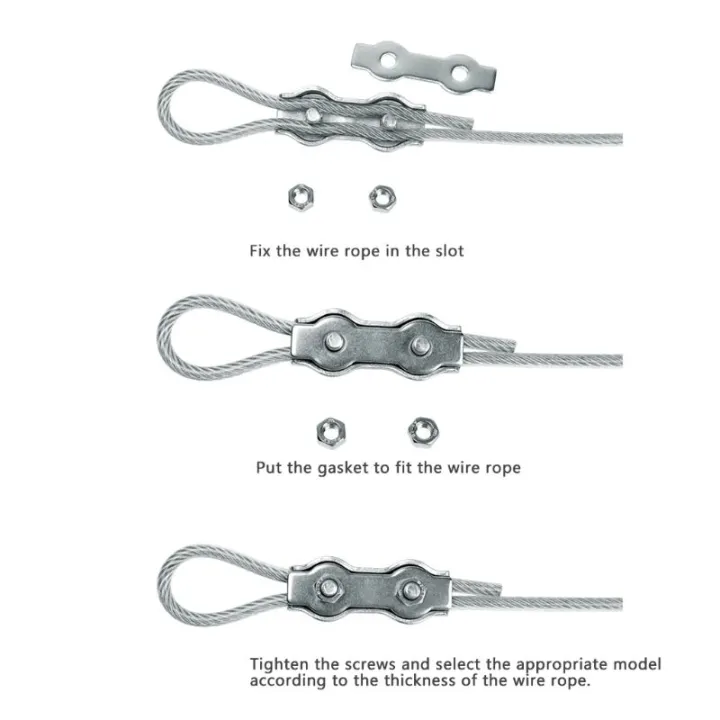 2pcs Stainless Steel Wire Rope Clips Double Grips Cable Clamps For ...