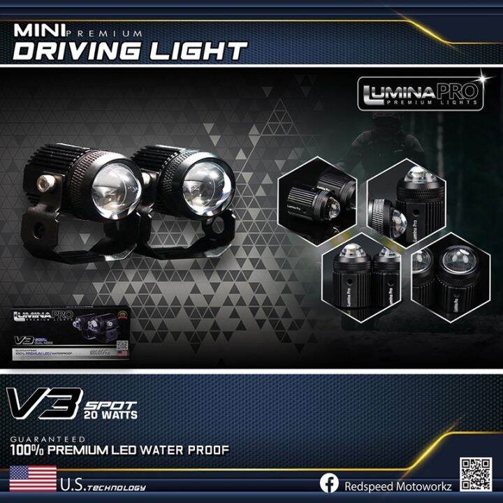 100% PCS Lumina Mini Driving Light PRO V3 White/Yellow | Lazada PH