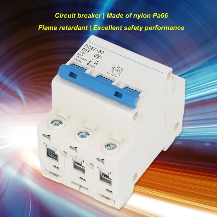 3P Miniature Circuit Breaker เบรกเกอร์ AC ราง DIN Mount 400V 63A ความจุทำลาย 6000A | Lazada.co.th