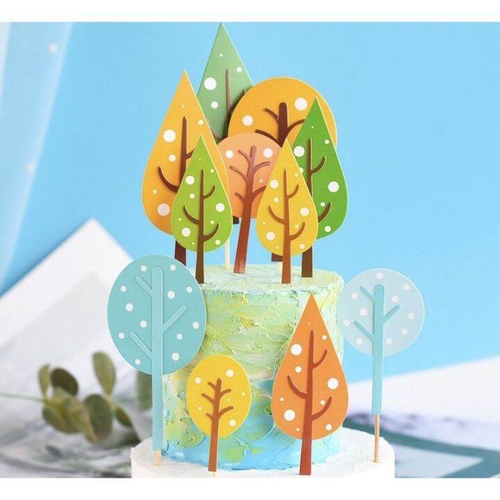 TKS1 - Hiasan Tusukan Kue Cake Topper Kertas Karton Daun Pohon | Lazada ...