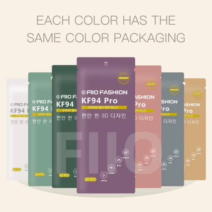 FIIO FASHION 50PCS KF94 mask Original facemask FDA Approved Korean ...