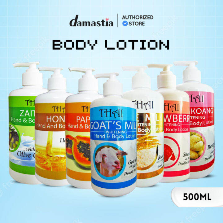 Thai Hand & Body Lotion 500ml - Goats Milk Beras Susu Strawberry ...