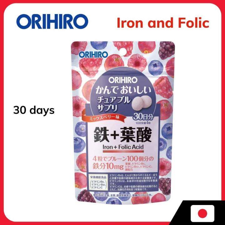 (Direct from Japan) ORIHIRO Chewable supplement iron + folic acid 30 days 120 tablets (Made in ...