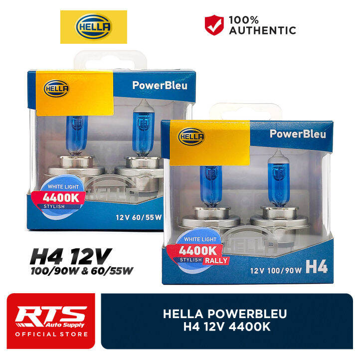 Hella Powerbleu H4 12v 100/90w - 60/55w 4400K P43T Halogen Headlight ...