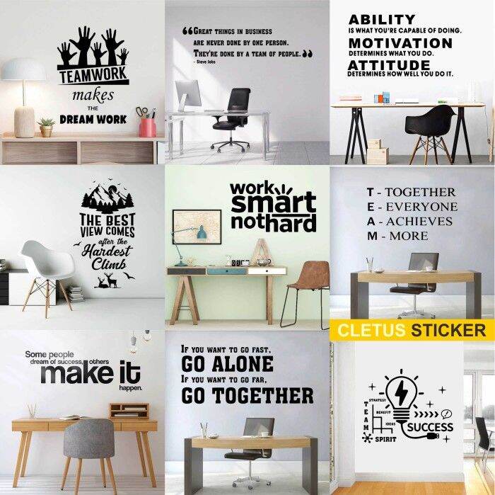 Stiker Dinding Team Work Quotes Kata Motivasi Kaca Kantor Custom - M, 2 ...