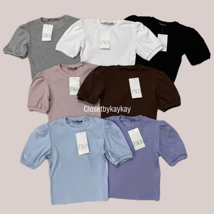 Zara Soft Jacquard Puff Sleeves Crop Top | Lazada PH