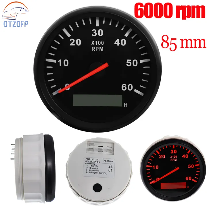 6000RPM 85Mm Rpm Meter Gauge Marine Tachometer เรือรถบรรทุก Tacho Meter ...
