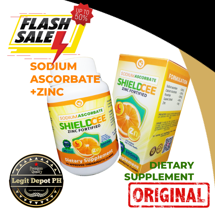 SHIELD CEE (30 Capsules with 500mg) Sodium Ascorbate Zinc Immune ...