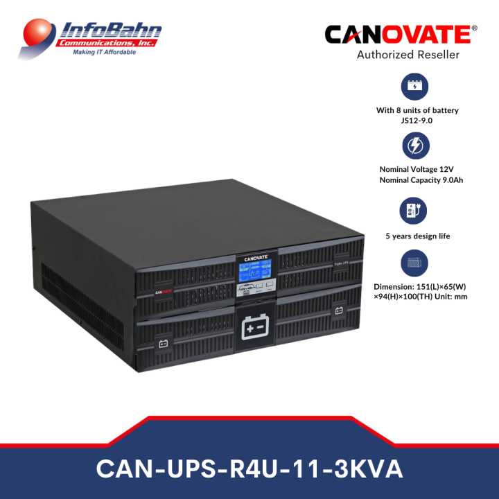 Canovate 3KVA Rack Mount UPS with 1-ph IN & 1-ph OUT 230VAC, 50/60Hz ...