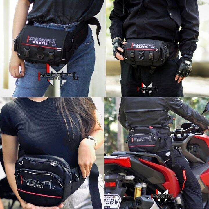 Immortal Motobag Belt Bag V3-V4 Black for Men & Women with Imm. Sticker ...