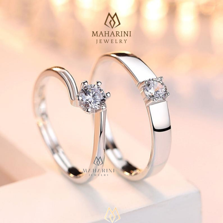 Cincin Couple Perak S925 Seterling Silver Ring Pria Wanita Tunangan ...