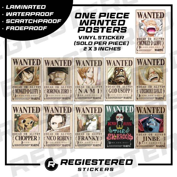 One Piece Wanted Posters Vinyl Sticker Waterproof SOLD PER PIECE ...