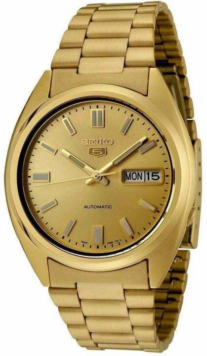 นาฬิกาข้อมือผู้ชาย SEIKO 5 Automatic รุ่น SNXS80K1 หน้าปัดสีทอง ขนาดตัว ...