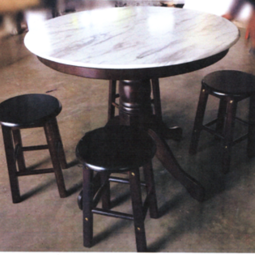 ️familystar2u - 3ft/4ft Round Laminate Marble Table Solid Wood Leg ...