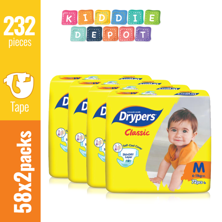 Drypers Classic Open M58 x 4 Packs (232 pcs) Bundle Pack / READY STOCK ...