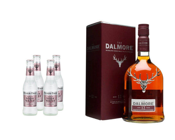 Dalmore 12 Year Old Single Malt Scotch Whisky Alc 40% 700ml + 4 bottles Fevertree Soda Water ...