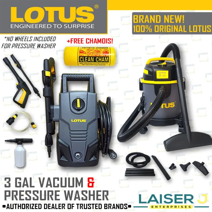 Lotus Vacuum Cleaner 3 Gallon 12 Liters and Pressure Washer 1400W ...