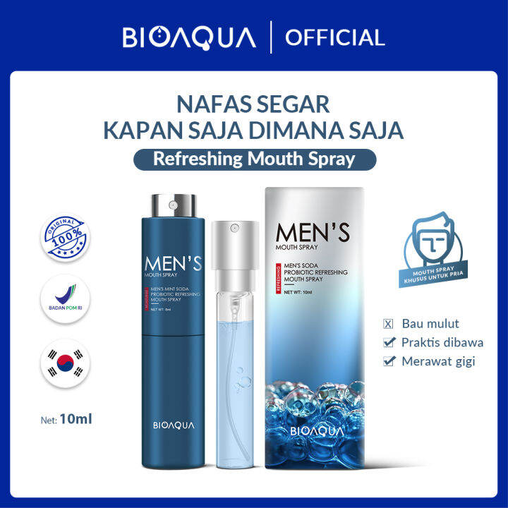 BIOAQUA Men's Soda Probiotic Refreshing Mouth Spray untuk Bau Mulut ...