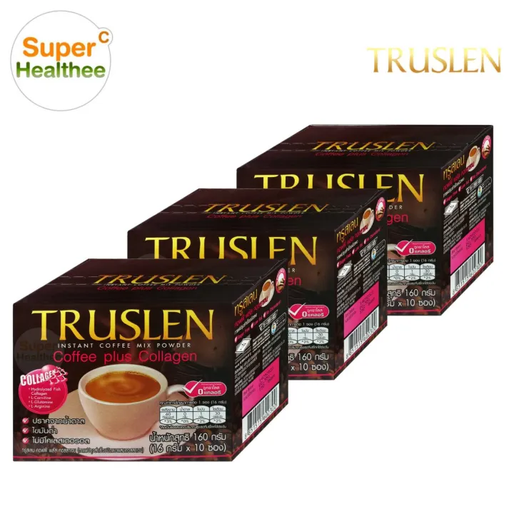 Truslen coffee plus collagen (pack3) ทรูสเลน คอฟฟี่ คอลลาเจน กาแฟปรุง ...