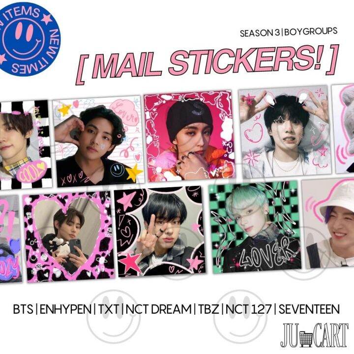 topgrnpvm Ju Cart Mail Stickers S3 prikula BTS ENHYPEN NCT 127 DREAM ...