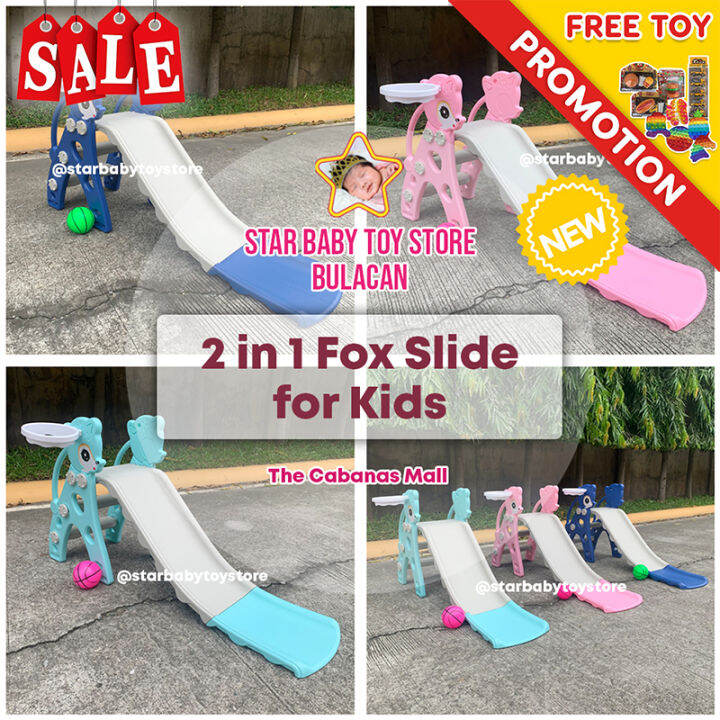 Star Baby Toy Store Fox Slide for Kids with Extender and Basketball ...