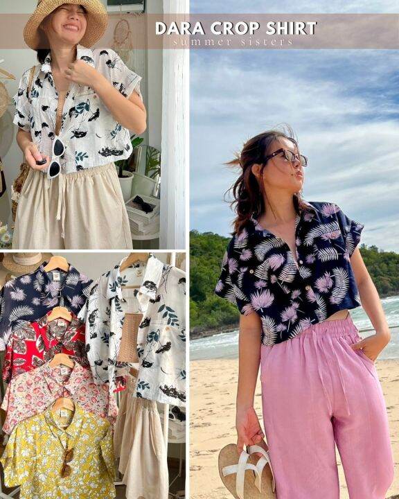 Dara crop shirt - เสื้อครอปเชิ้ต สุดคิ้วท์ มีกระเป๋าด้านหน้า ผ้าคอตตอน ...