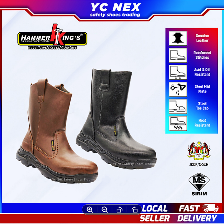 Safety Shoes Boots Steel Toe Cap Steel Mid Plate High Cut Pull Up ...
