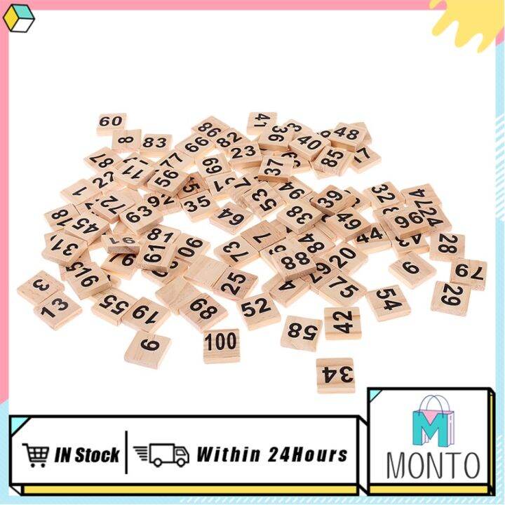 100Pcs 1-100 Wooden Number Tiles Numbers Wood Chips For Students Kids ...