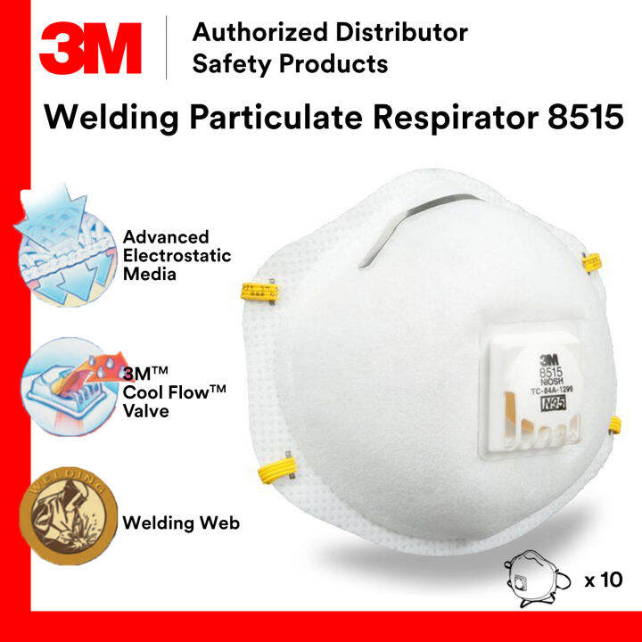 3M 8515 N95 Particulate Welding Disposable Respirator with Cool Flow ...