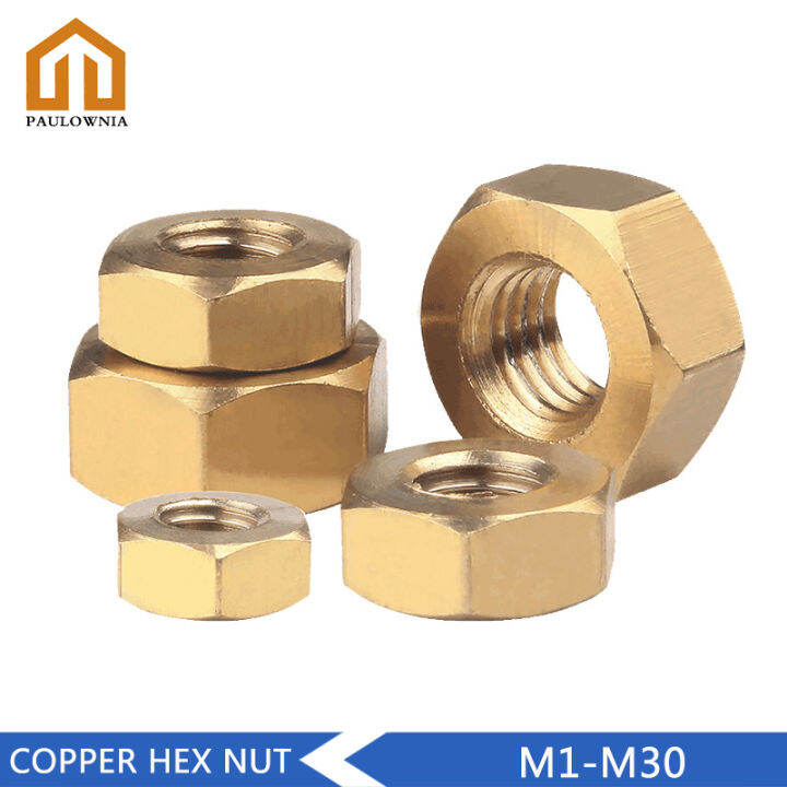 Solid Brass Copper Hex Hexagon Nuts for M1.4 M1.6 M2 M2.5 M3 M4 M5 M6 M8 M10 M12 M14 M16 Screw ...