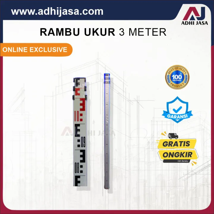 Rambu Bak Ukur Leveling Staff 3 Meter | Lazada Indonesia