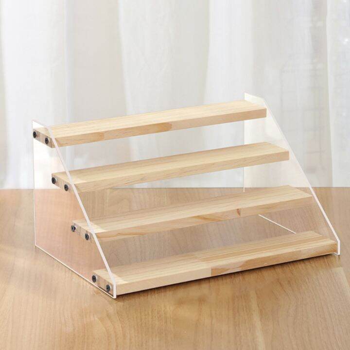 Multipurpose Display Riser Rack Stand Clear Wooden 2/3/4-Tier Step ...