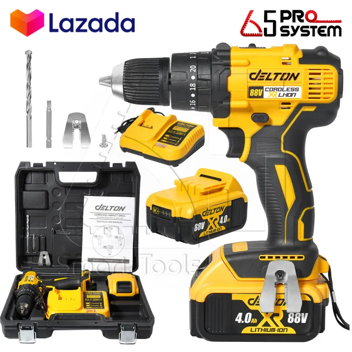 DELTON สว่านไร้สาย สว่าน สว่านกระแทก 3 ระบบ 88V **เจาะกระแทกได้** รุ่นใหม่! แบตเตอรี่ ลิเธียม ...