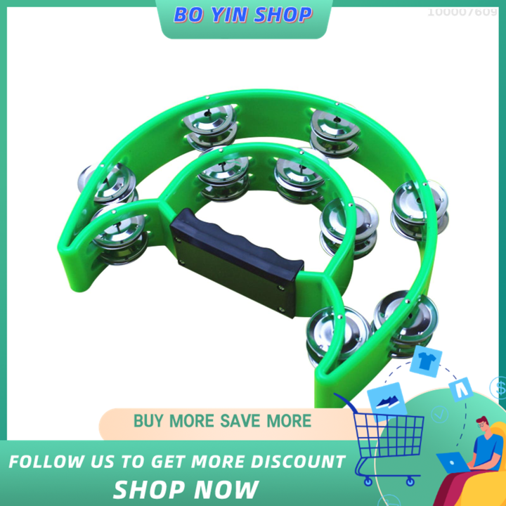 Double Row Handheld Tambourine Metal Jingles Hand Held Plastic Musical ...