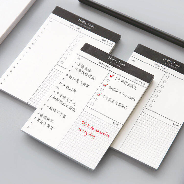 Mini planner daily check list Desk time schedule Office school Notebook ...