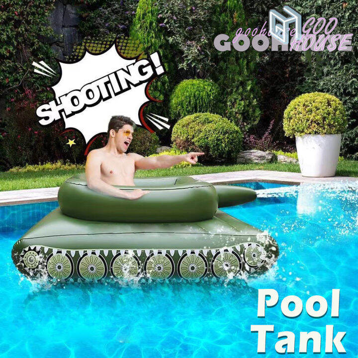 Inflatable Tank Float with Water Cannon Squirt Water Gun Toy Pool Tank ...