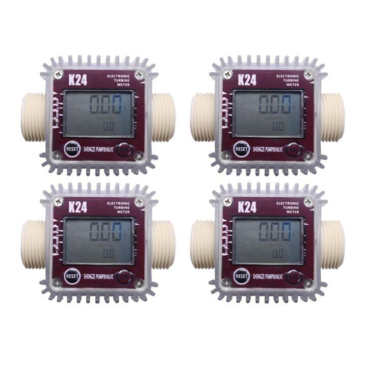 4X Digital Lcd K24 Flow Meter Turbine Fuel Flow Tester for Chemicals ...