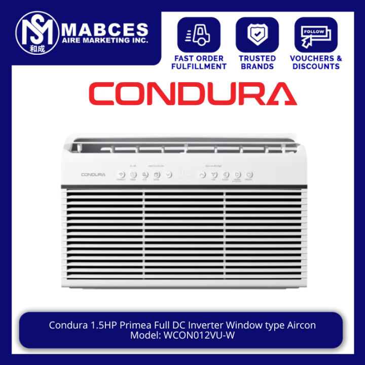 Condura 1.5HP Primea Full DC Inverter Window type Aircon WCON012VU-W ...