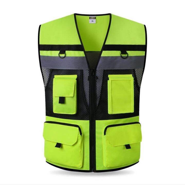 Multi Pockets Class 2 High Visible Safety Vest Breathable And Mesh ...