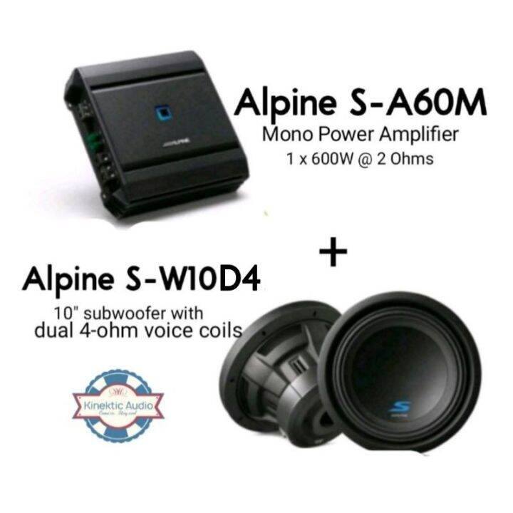 Alpine S-A60M (S-Series mono subwoofer amplifier) + Alpine S-W10D4 (S-Series 10” subwoofer) | Lazada