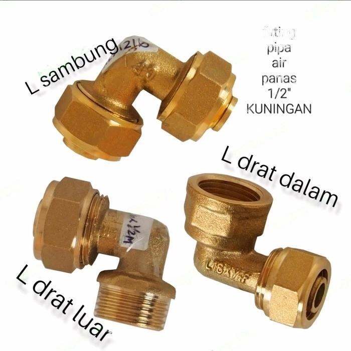 knie elbow sambungan pipa air panas / keni drat dalam kuningan 1/2" - L ...