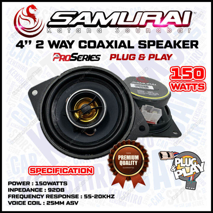 🔊 SAMURAI KATANA SOUNDBAR PRO SERIES 4 Inch 2 Way Plug & Play Front Rear OEM Speaker Car Audio ...