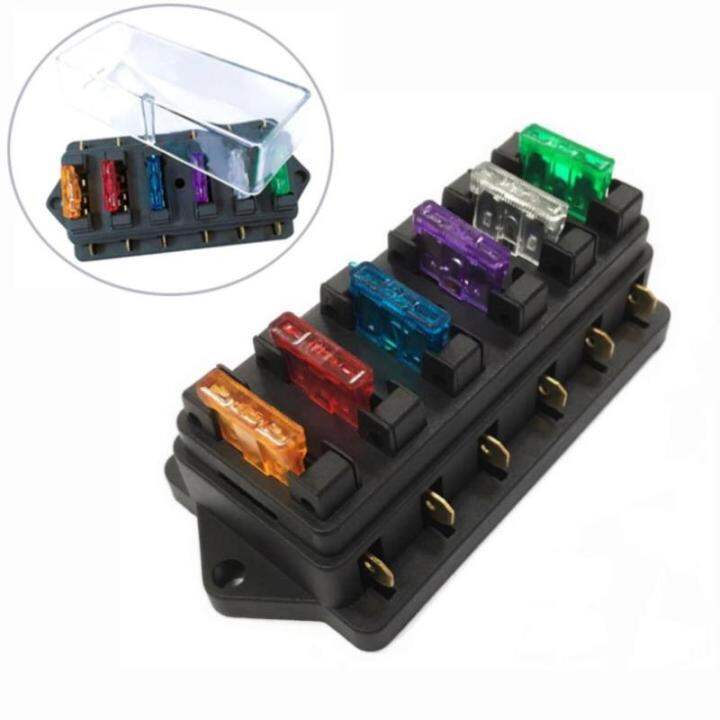 【ลดราคาแฟลช】6 Way Circuit Standard ATO Blade Fuse Box DC 12V/24V Car ...