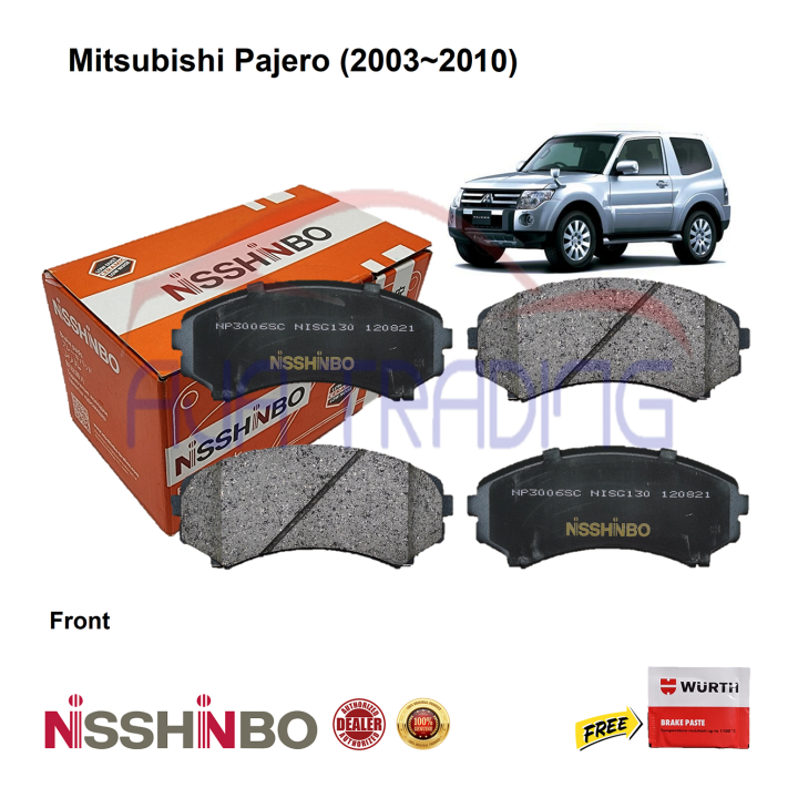 Genuine Nisshinbo Front Brake Pads for Mitsubishi Pajero Shogun (2003 ...