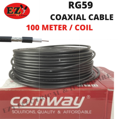 COMWAY RG59 COAXIAL CABLE RG-59 /U CABLE WIRE (1 COIL/100M) | Lazada