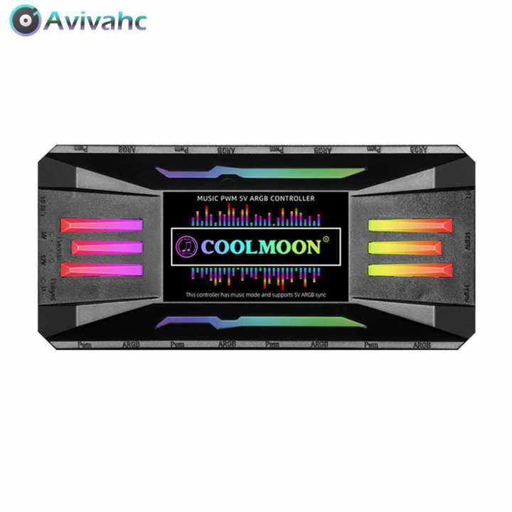 COOLMOON ARGB Controller 4Pin PWM 5V 3Pin ARGB Cooling Fan Smart Remote ...