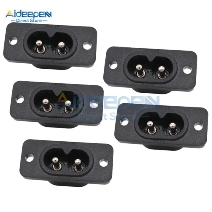 5Pcs IEC320 C8 Black 2 Terminal Power Plug Inlet Socket AC 250V 2.5A ...