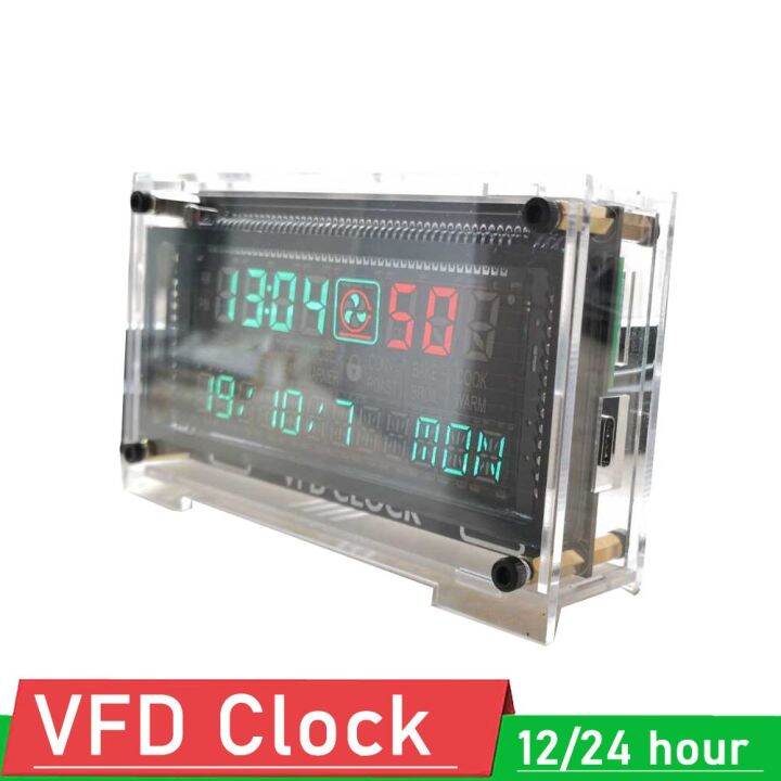 DYKBmetered Desktop VFD Clock VFD Digital LED Clock Home Clock Ambient Light หน้าจอ VFD 12/ 24 ...